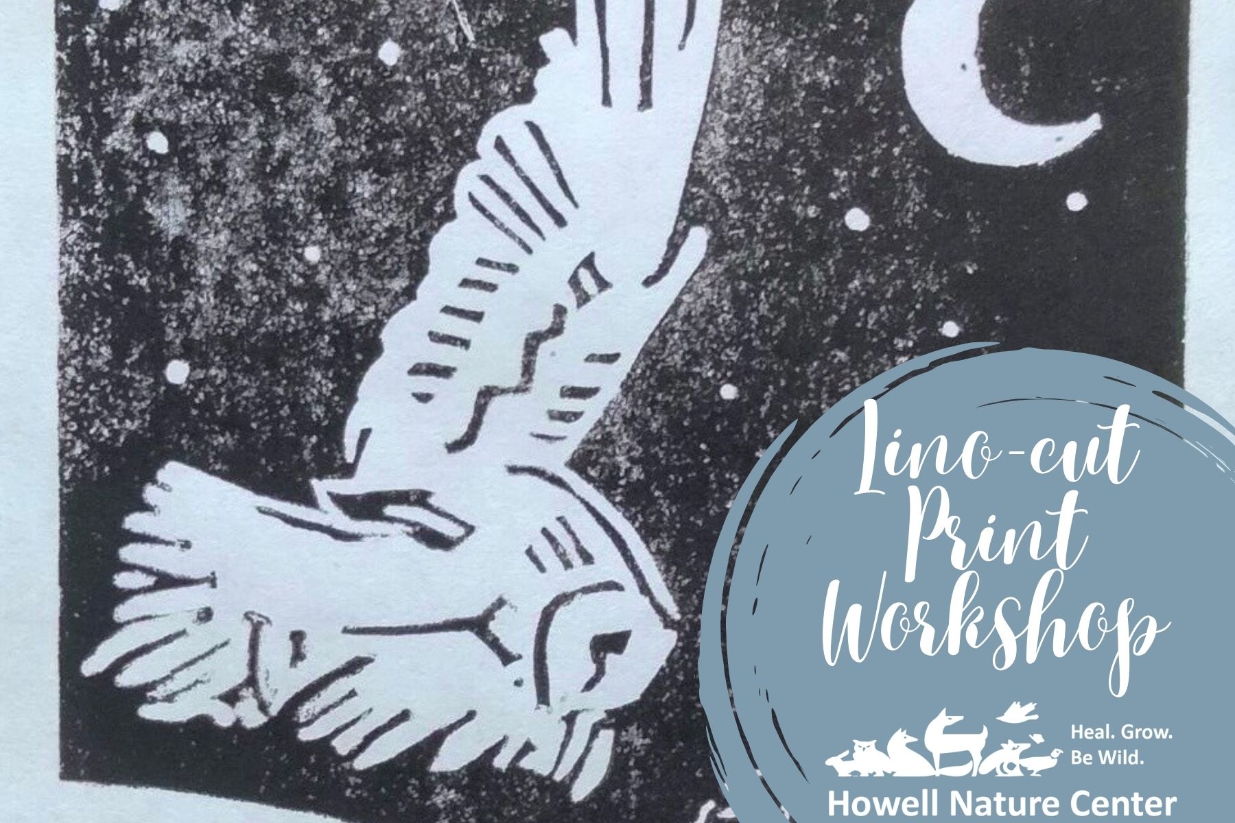 Night Owl - Linocut Print Workshop - Howell Nature Center